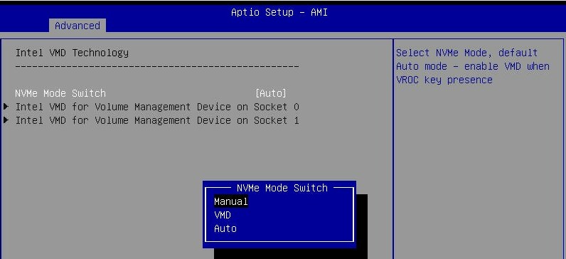 SuperServer SYS-212B-LN2T: Configuring Intel VMD