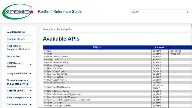 Redfish® API | Supermicro Server Management Utilities | Supermicro