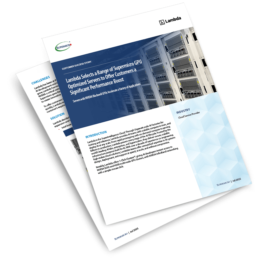 ラムダ、Supermicro NVIDIA Blackwell GPUでAIファクトリーを構築｜Supermicro