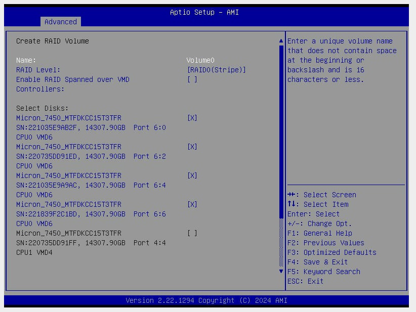 SuperServer SYS-122H-TN: Creating NVMe RAID Configurations