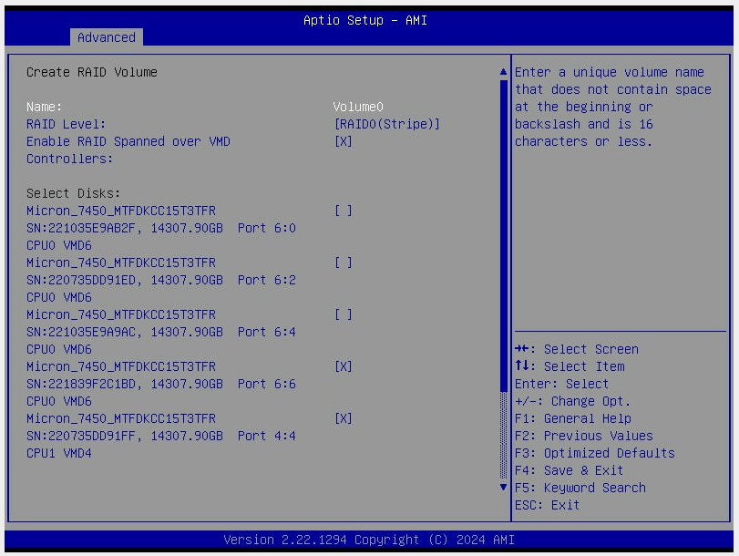 SuperServer SYS-122H-TN: Creating NVMe RAID Configurations