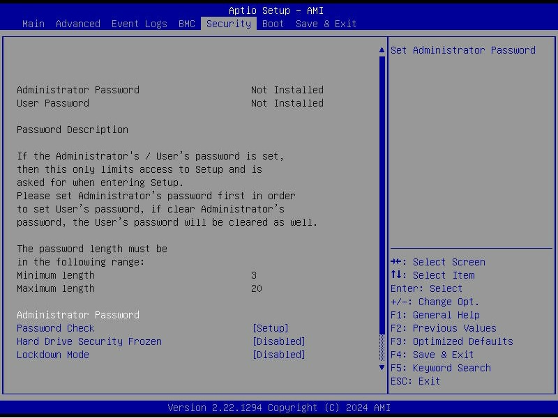 SuperServer SYS-122HA-TN-LCC: Security