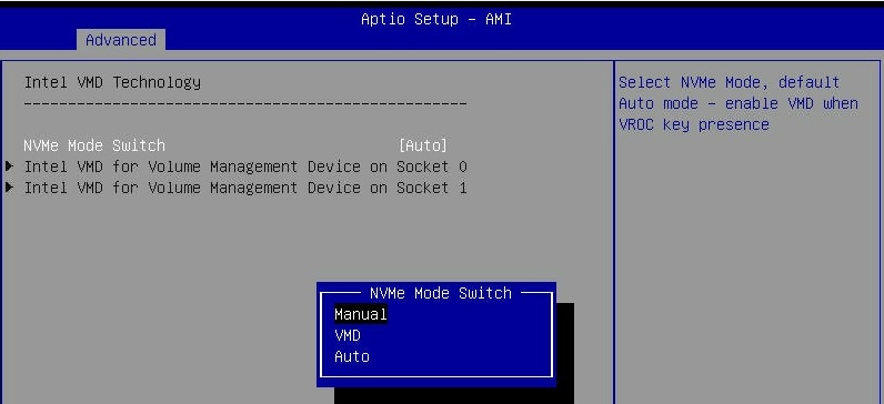 SuperServer® SYS-222HE-FTN/TN: Configuring Intel VMD